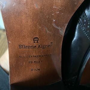Etienne Aigner | Shoes | Etienne Aigner Leather Black Block Heel Shoes ...